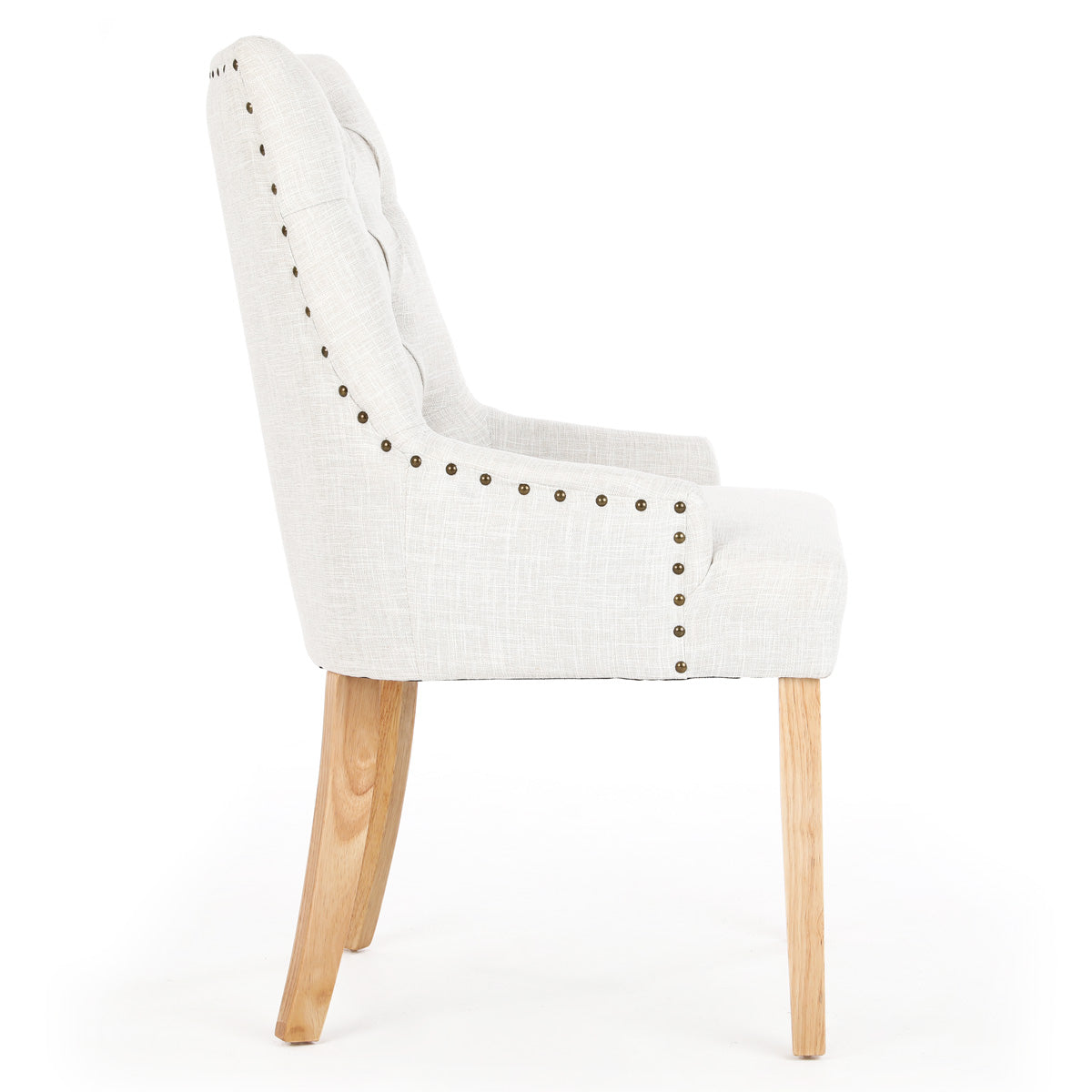 Chloe Scoop Back Dining Chairs (Set of 2, Beige Fabric / Natural Legs ...