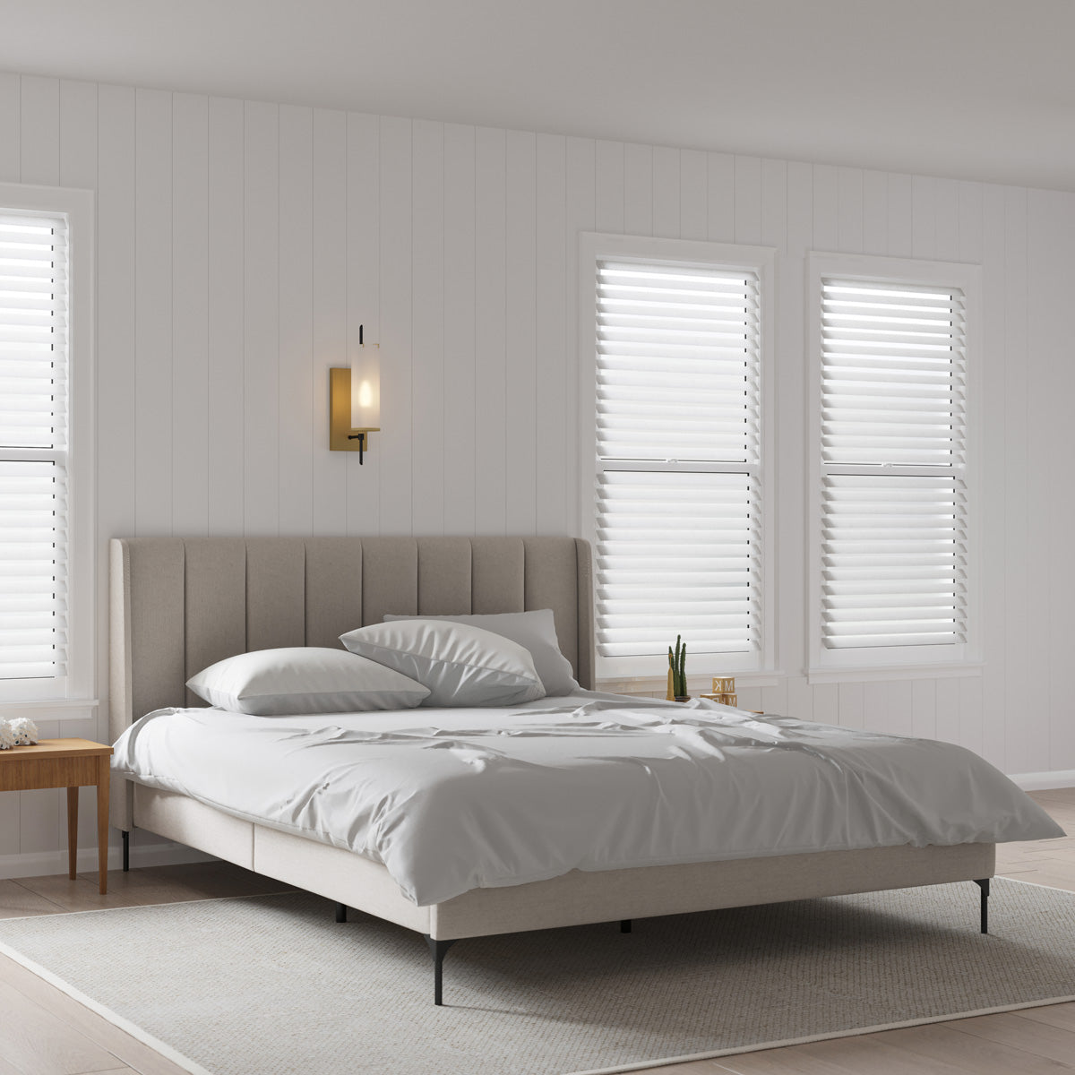 Brooklyn Fabric Wing Bed Frame (Natural Beige) – Tommy Swiss