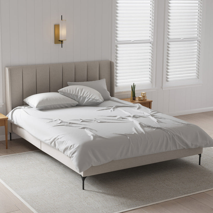 Brooklyn Fabric Wing Bed Frame (Natural Beige) – Tommy Swiss